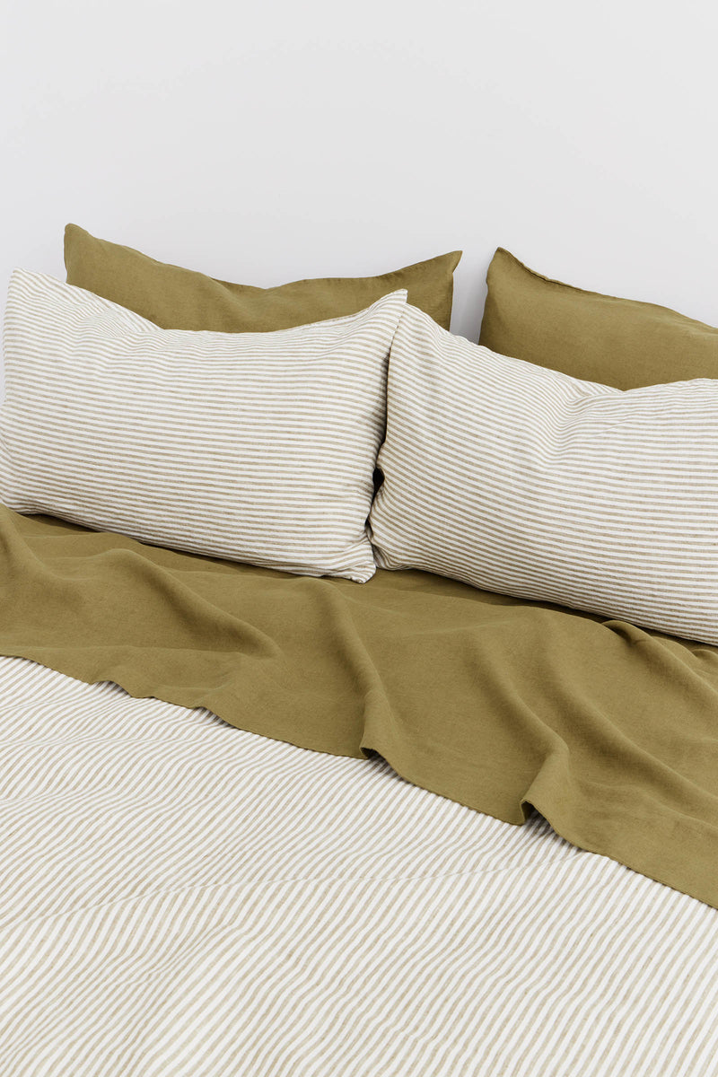 Linen Duvet Cover Olive Stripe | Assembly Label NZ – Assembly Label | NZ