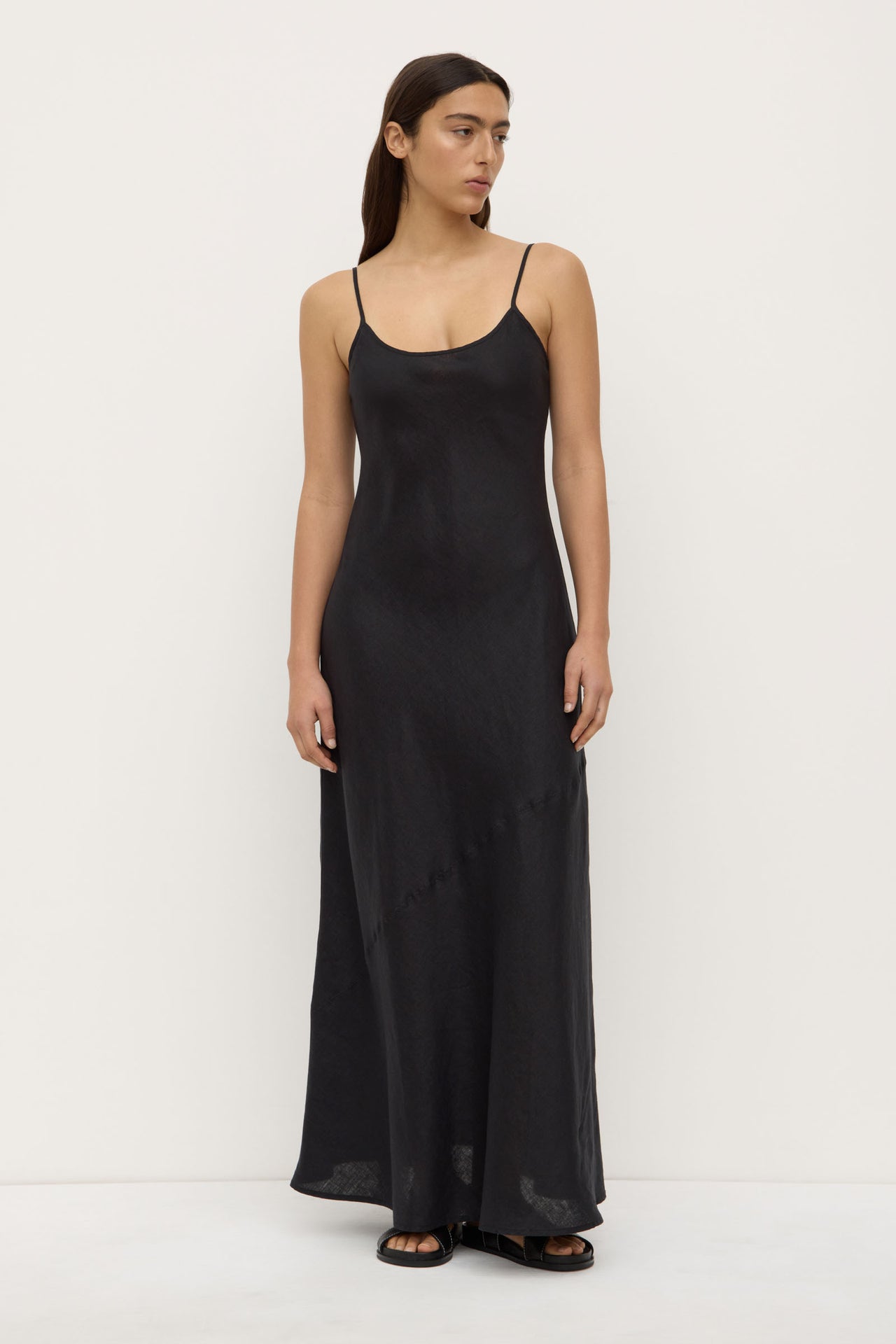 Womens Colette Linen Slip Dress Black | Assembly Label – Assembly Label ...