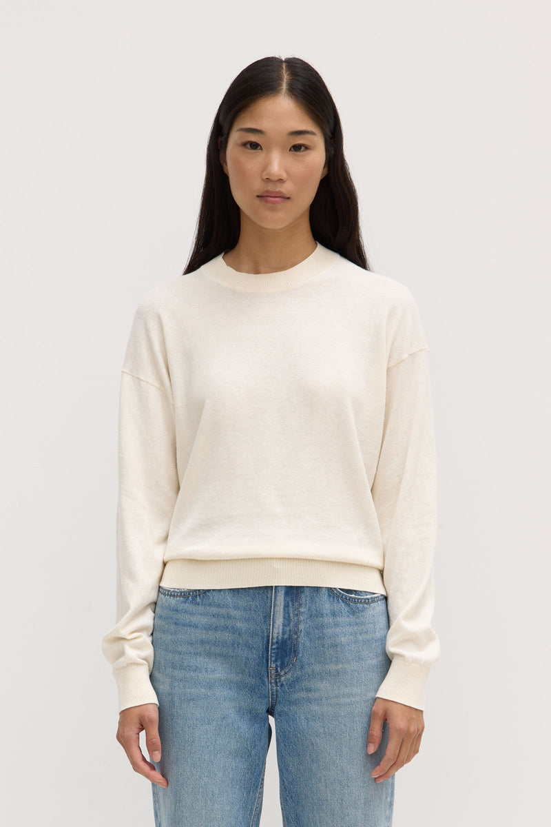 Womens Cotton Cashmere Lounge Sweater Cream | Assembly Label – Assembly ...