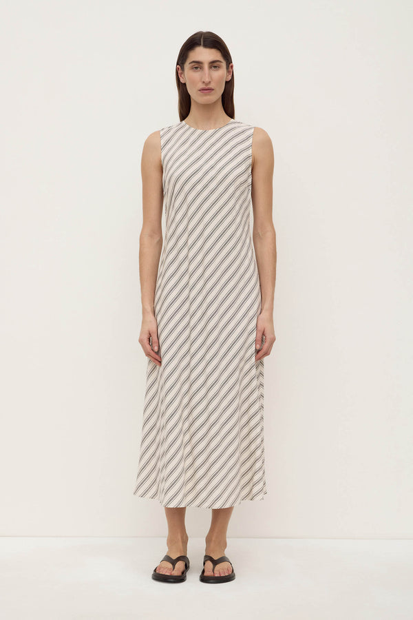 Womens Lenny Stripe Midi Dress Cream/Smoke | Assembly Label – Assembly ...
