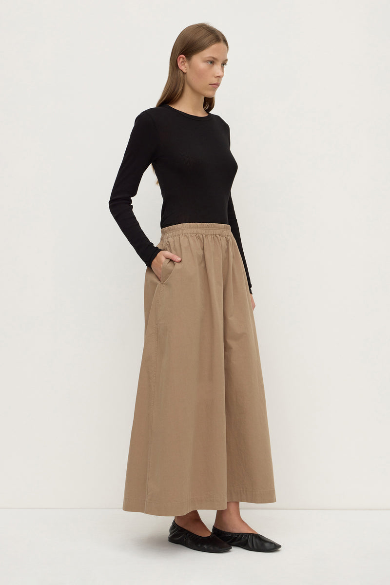 Womens Lola Cotton Midi Skirt Dark Tan | Assembly Label – Assembly ...