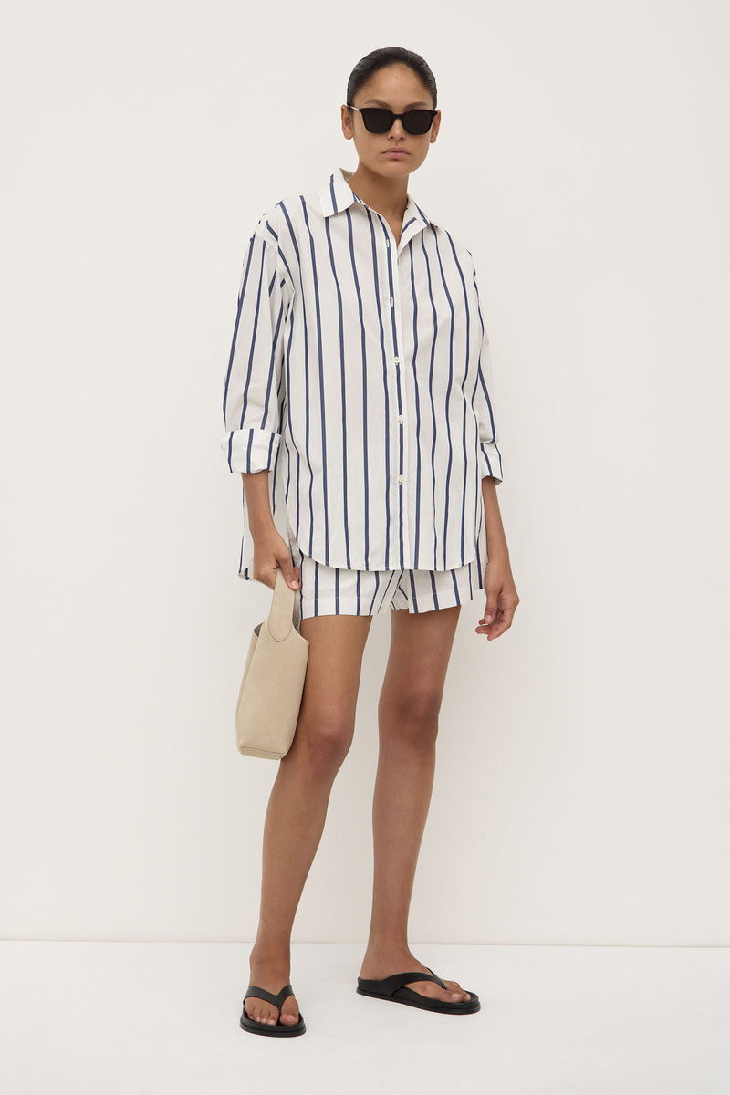 Womens Nara Stripe Long Sleeve Shirt White/True Navy | Assembly Label ...