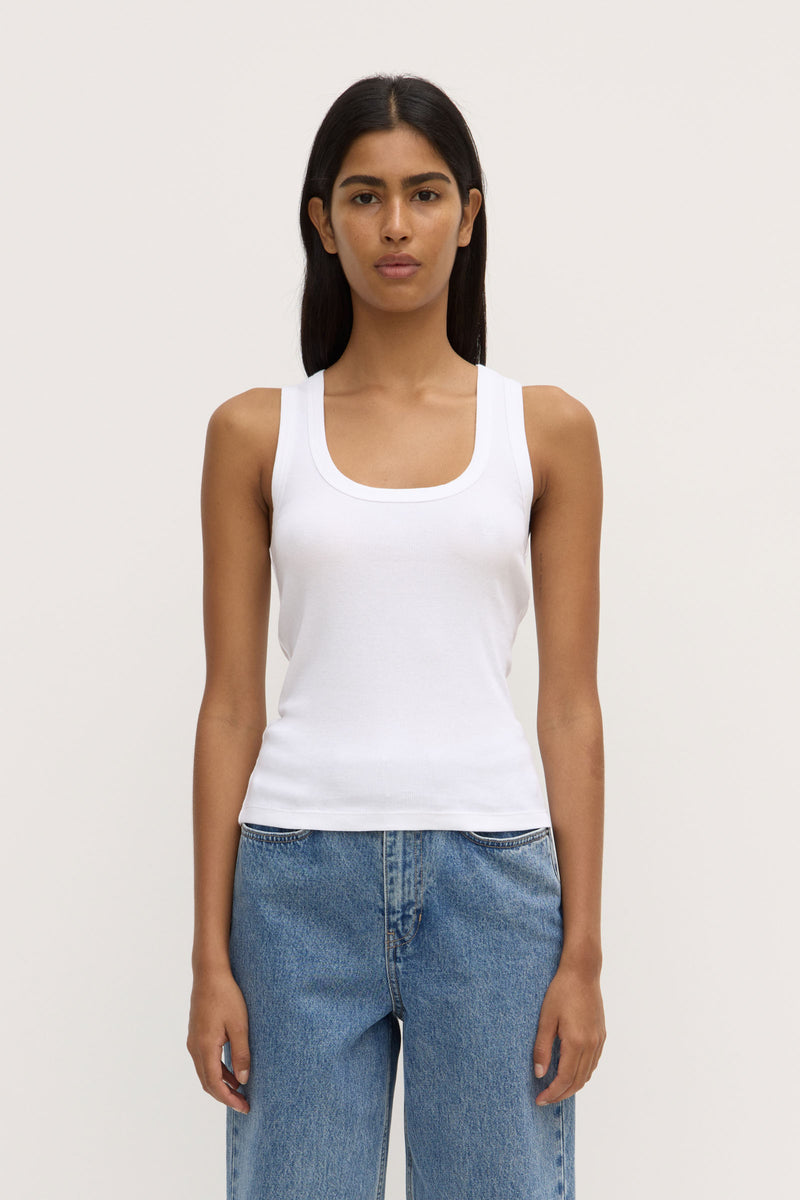 Womens Robyn Scoop Neck Rib Tank White | Assembly Label – Assembly ...