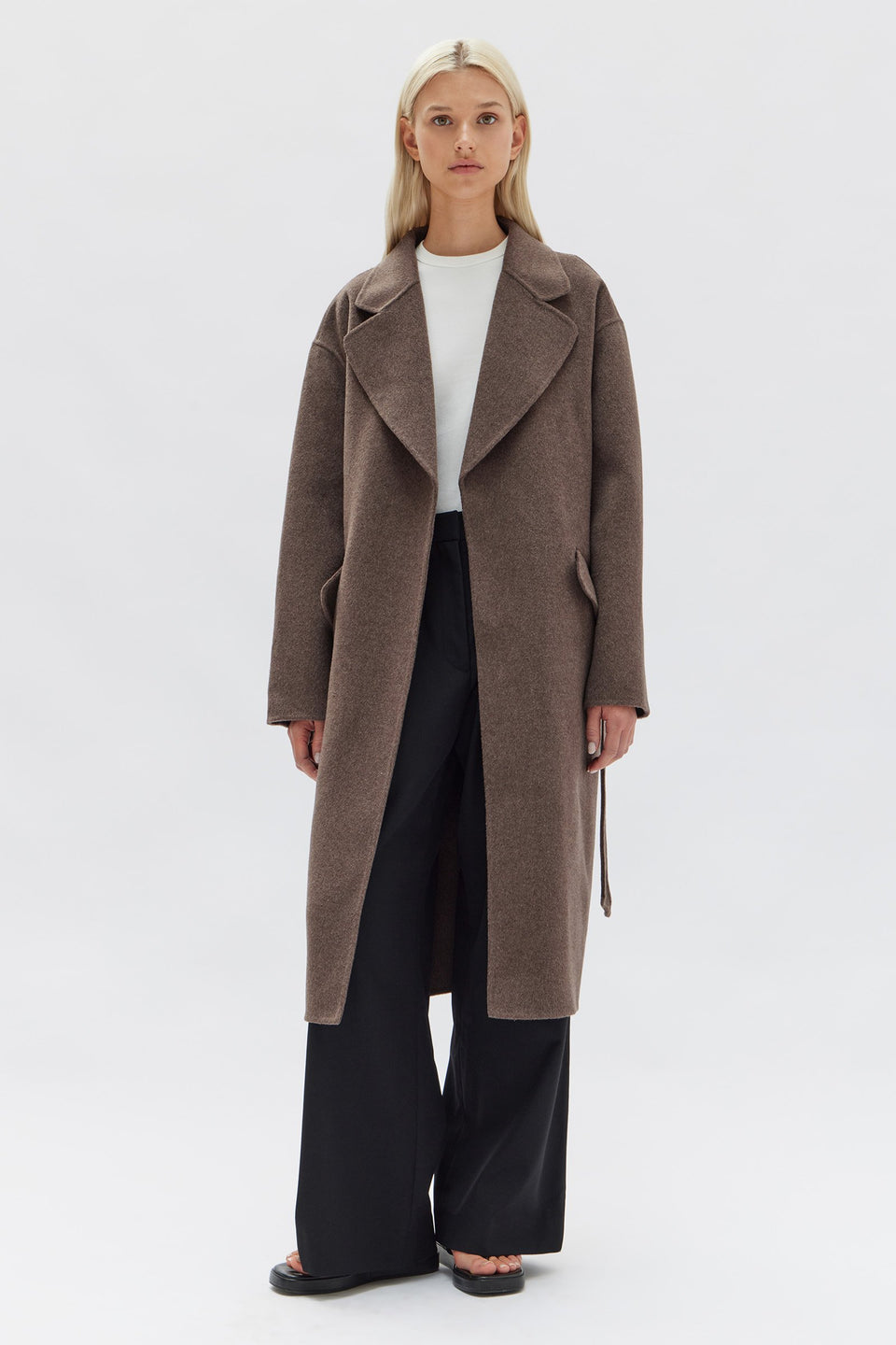 Womens Sadie Wool Coat Cocoa Marle | Assembly Label NZ – Assembly Label ...